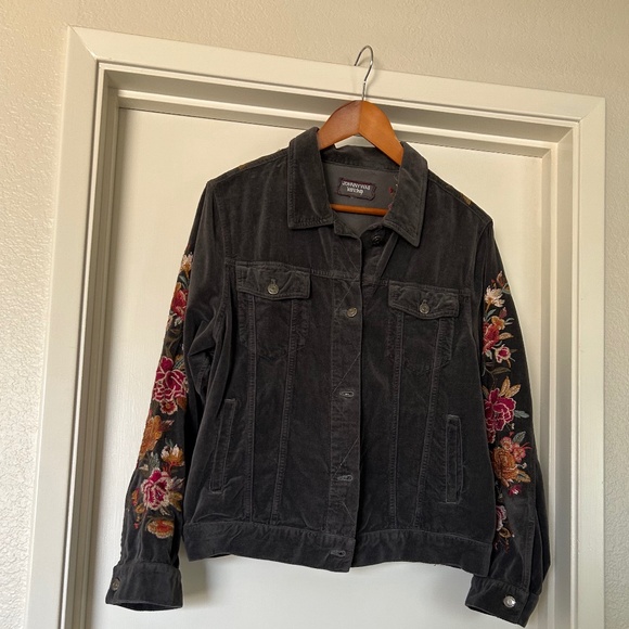 Johnny Was | Jackets & Coats | Johnny Was Grey Velvet Jacket | Poshmark